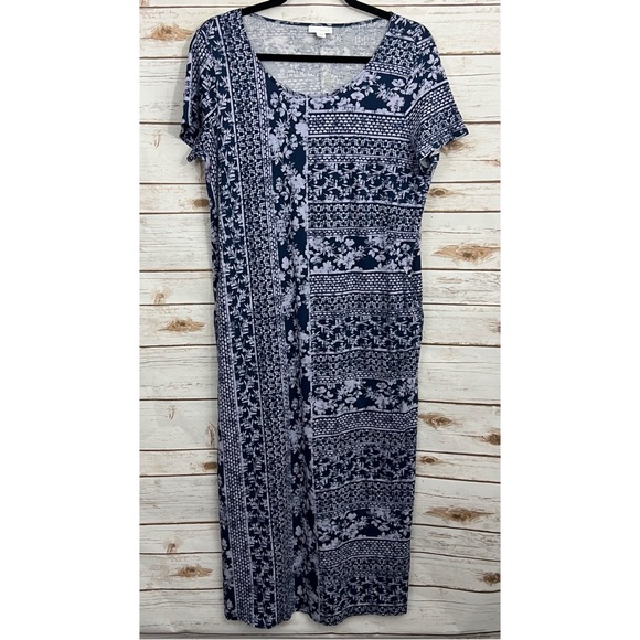 J. Jill | Dresses | Pure J Jill Blue Floral Patchwork Sleeveless Tank ...